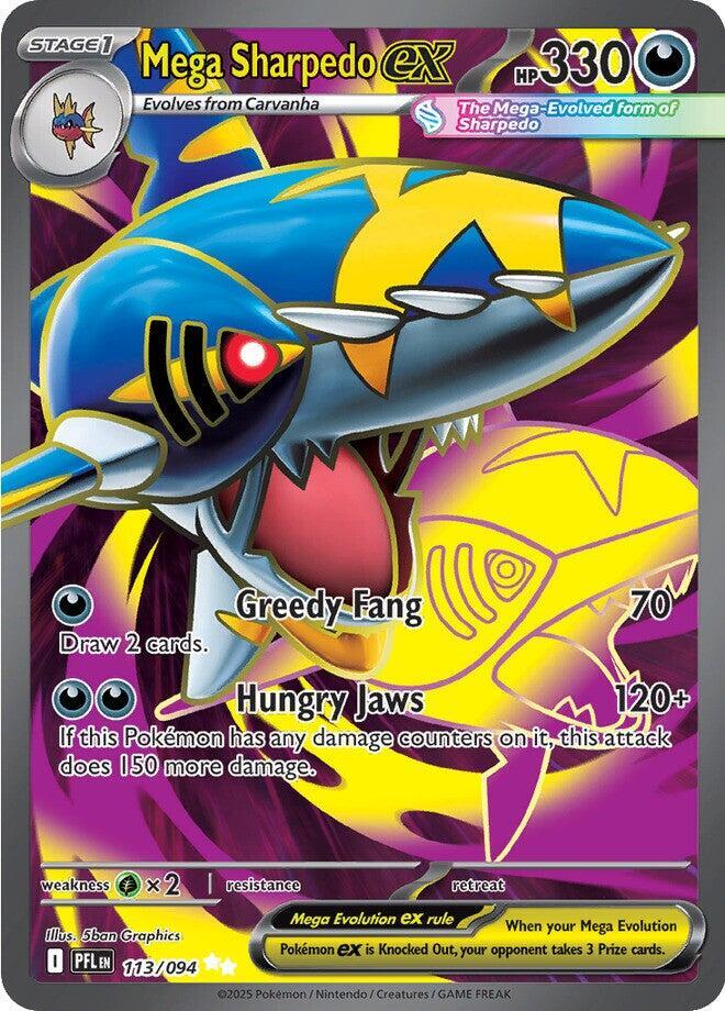 Pokemon TCG! Mega Sharpedo ex - 113/094 - ME02: Phantasmal Flames (PFL ...